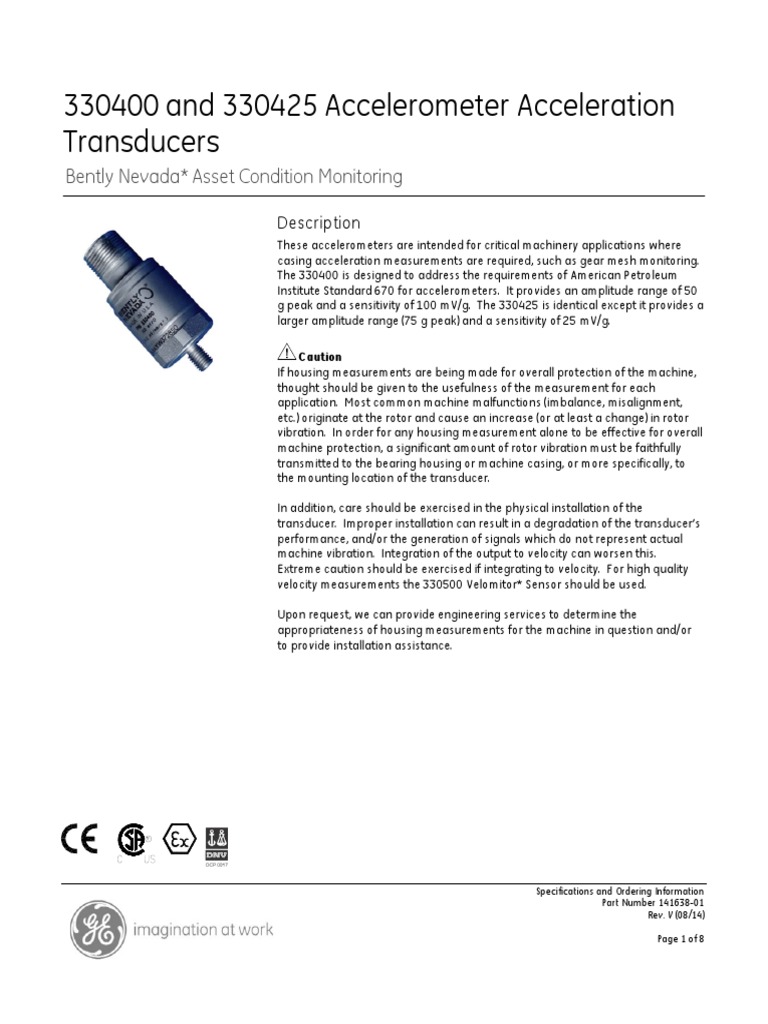 0 330400 & 330425 Accelerometer Datasheet | PDF