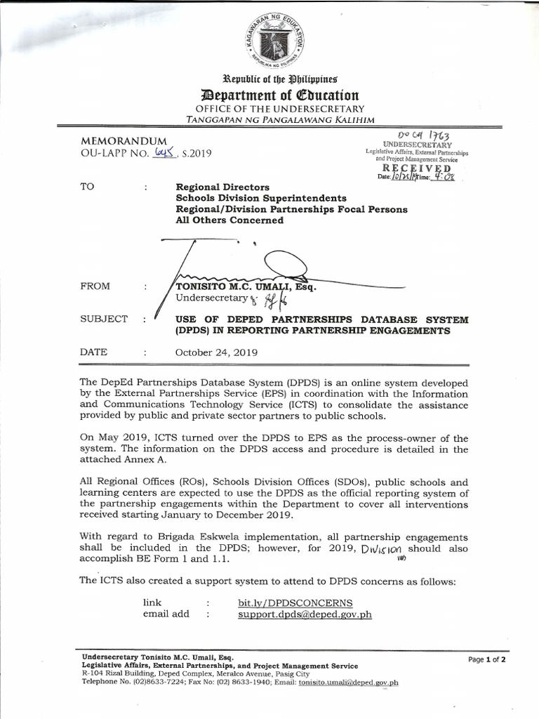 Oulapp No. 645 S. 2019 Use of Dpds in Reporting Updated | PDF