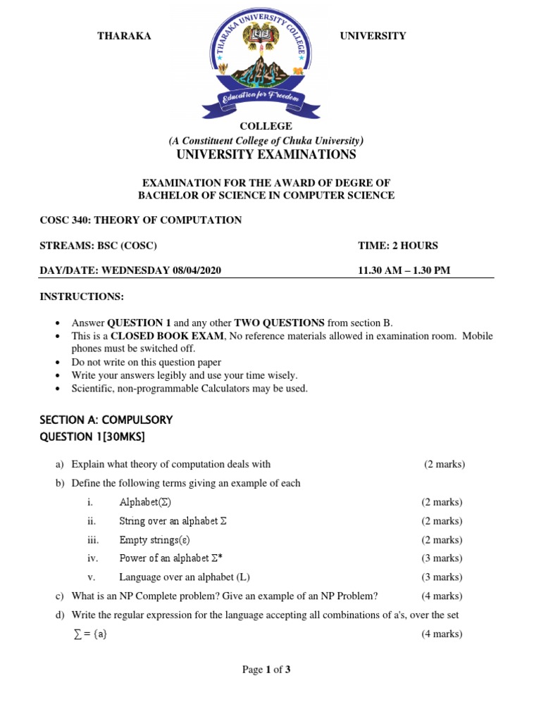 Cosc 340 | PDF | Theory Of Computation | Regular Expression