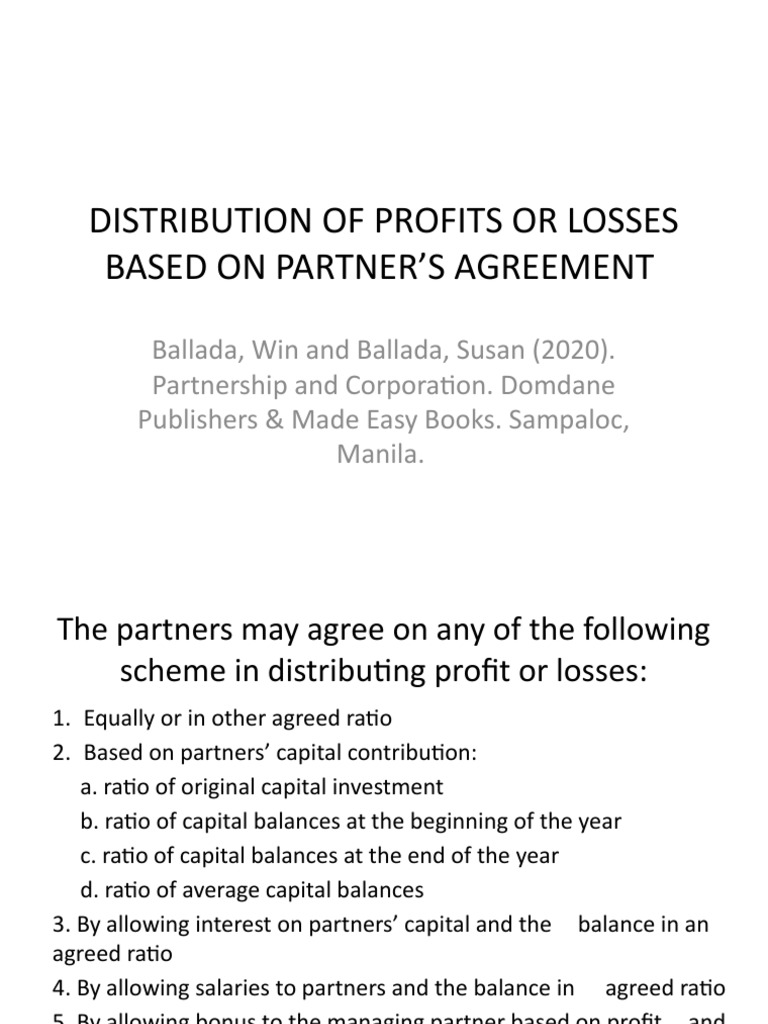 Profit Distribution in Partnerships | PDF | Partnership | Interest