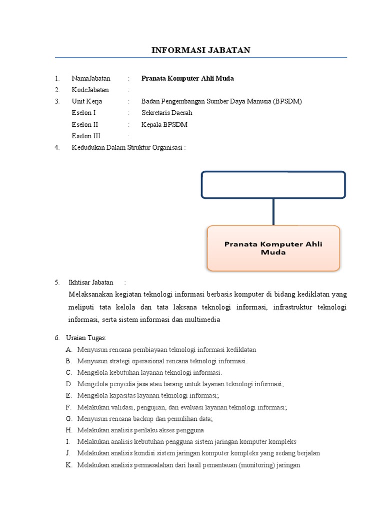 Analis Jabatan Pranata Komputer Muda (JFT) | PDF