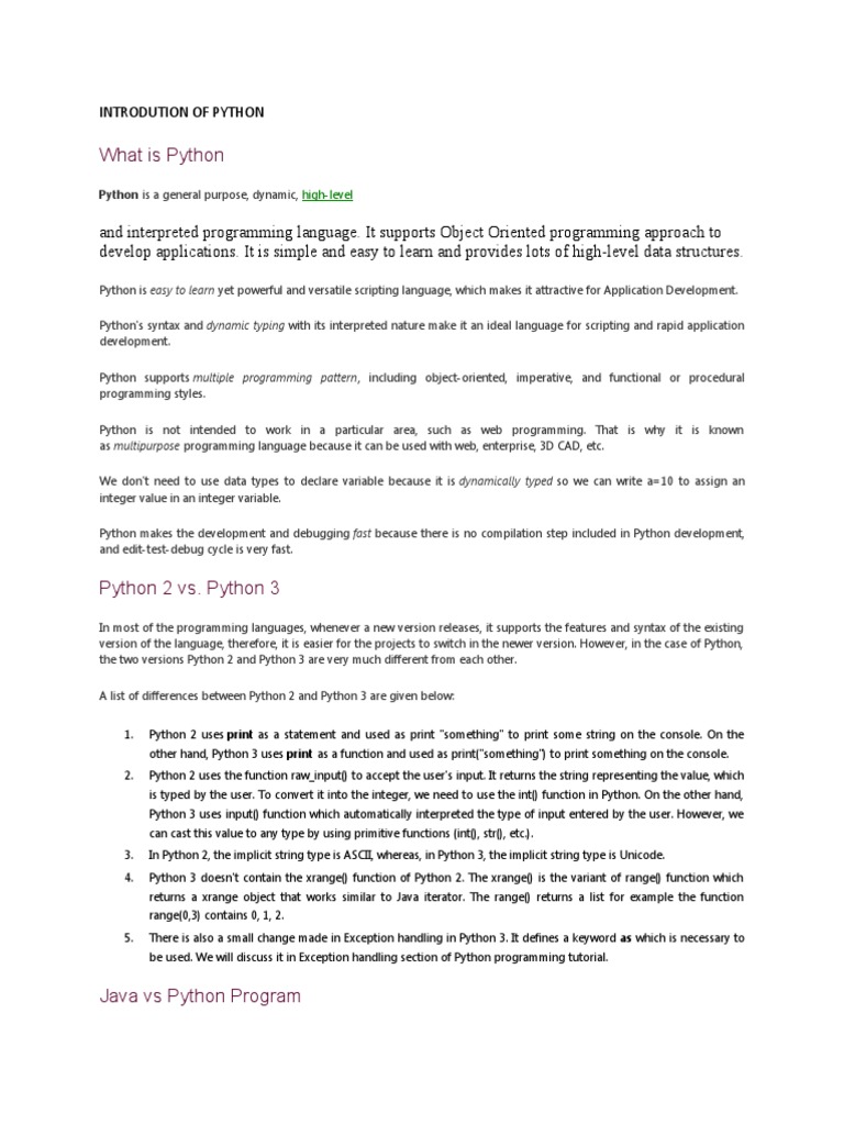 Introdution of Python | Download Free PDF | Python (Programming Language) | Computer Programming