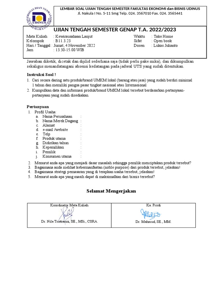 Uts Kwu Lanjut B11.3.23 | PDF | Karier & Perkembangan