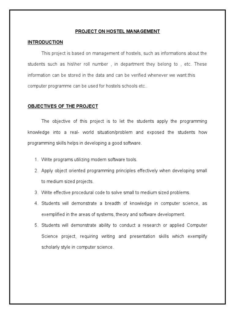 Project On Hostel Management | PDF | Software | Computer Programming