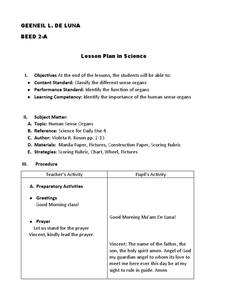 Detailed LP Science Demo | PDF | Senses | Perception