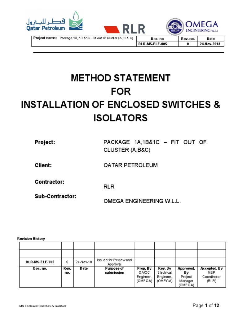 MS - Switches & Isolators | PDF | Safety | Quality Assurance