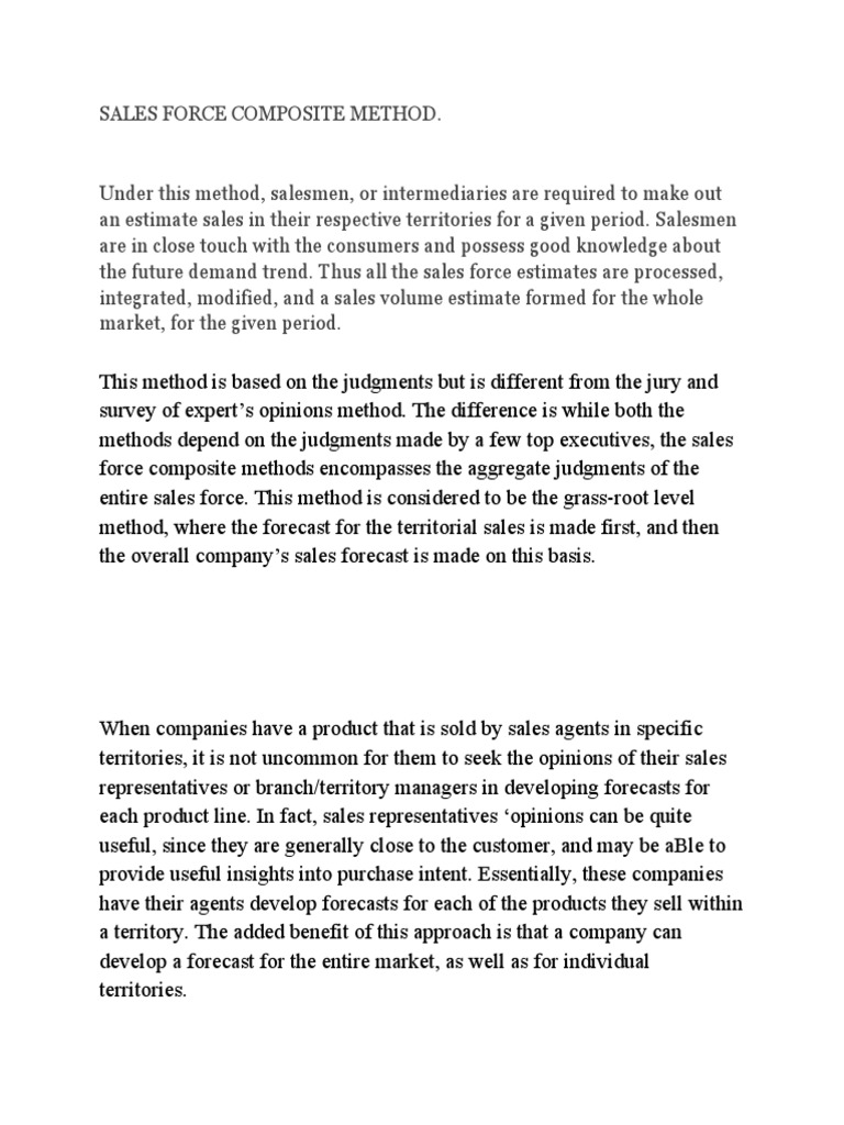 Sales Force Composite Method | PDF | Sales | Forecasting