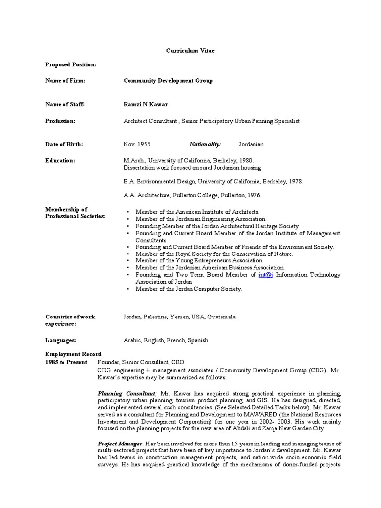 Ramzi Kawar CV | PDF | City | Jordan