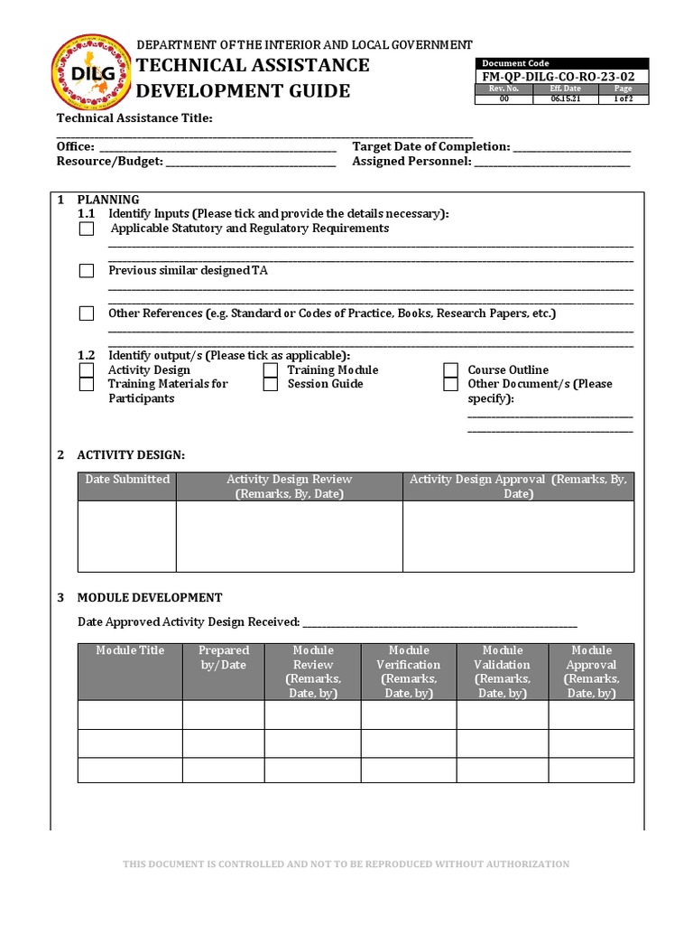 03 FM-QP-DILG-CO-RO-23-02 (TA Development Guide) | PDF | Computing | Software Engineering