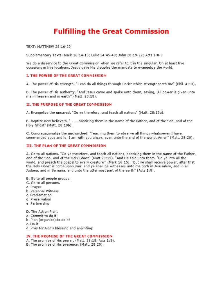 Fulfilling The Great Commission | PDF