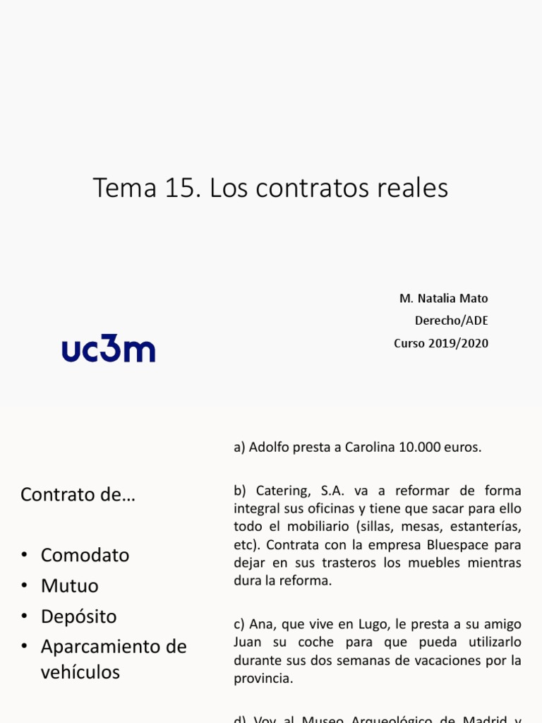 Tema 15. Los Contratos Reales | PDF | Ley común | Derecho contractual