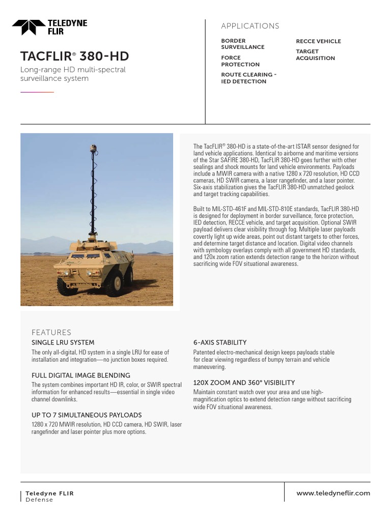 TacFLIR 380-HD Datasheet A4 | PDF | Infrared | High Definition Television