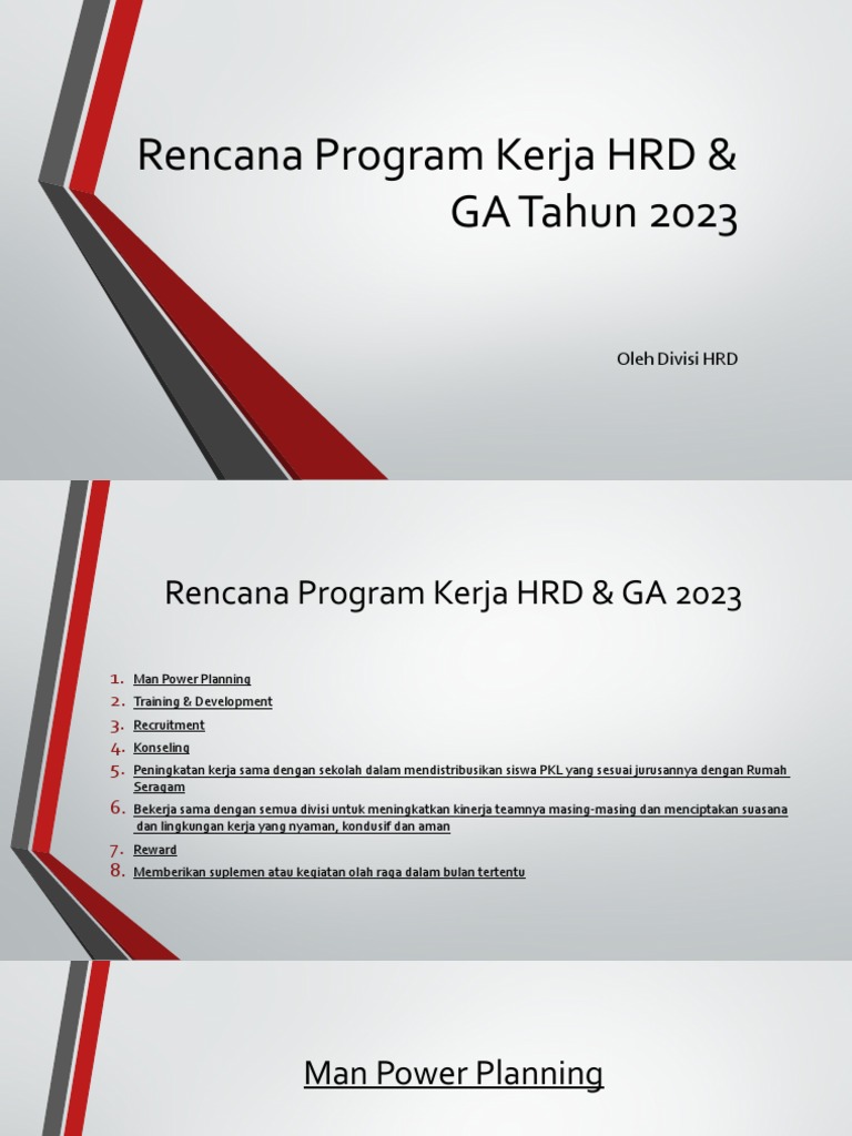 Rencana Program Kerja HRD & GA Tahun 2023 | PDF