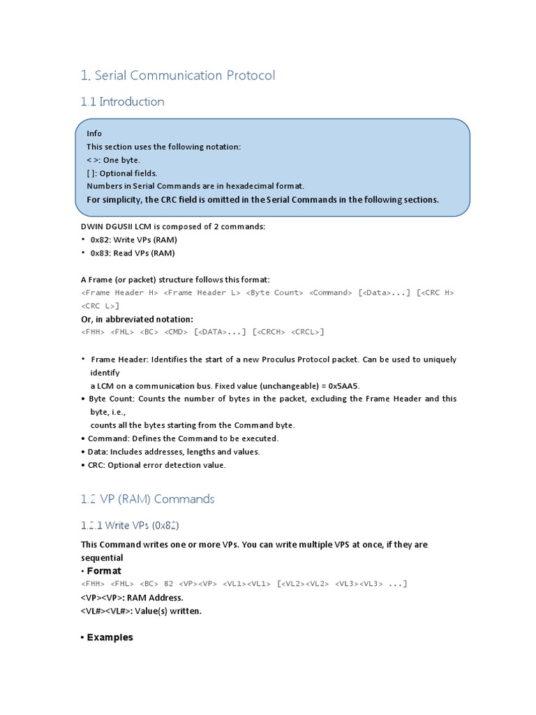 T5L - DGUSII Serial Communication Protocol | PDF | Network Packet | Byte