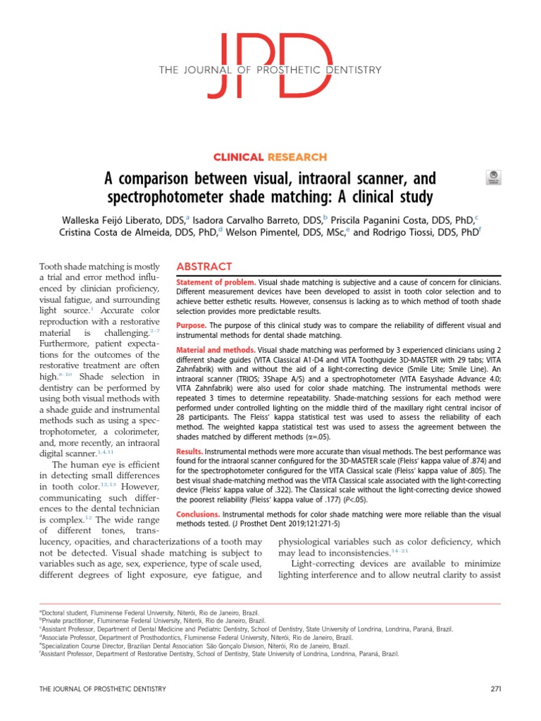 A Comparison Between Visual, Intraoral Scanner, and Spectrophotometer ...