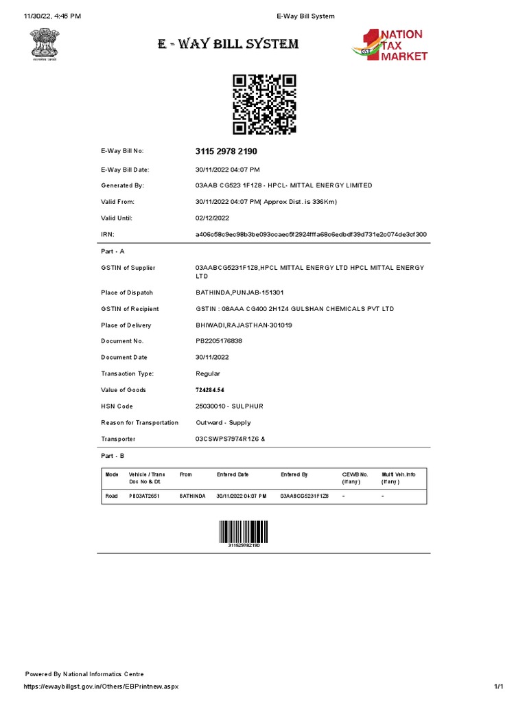 E-Way Bill System | PDF | Economies