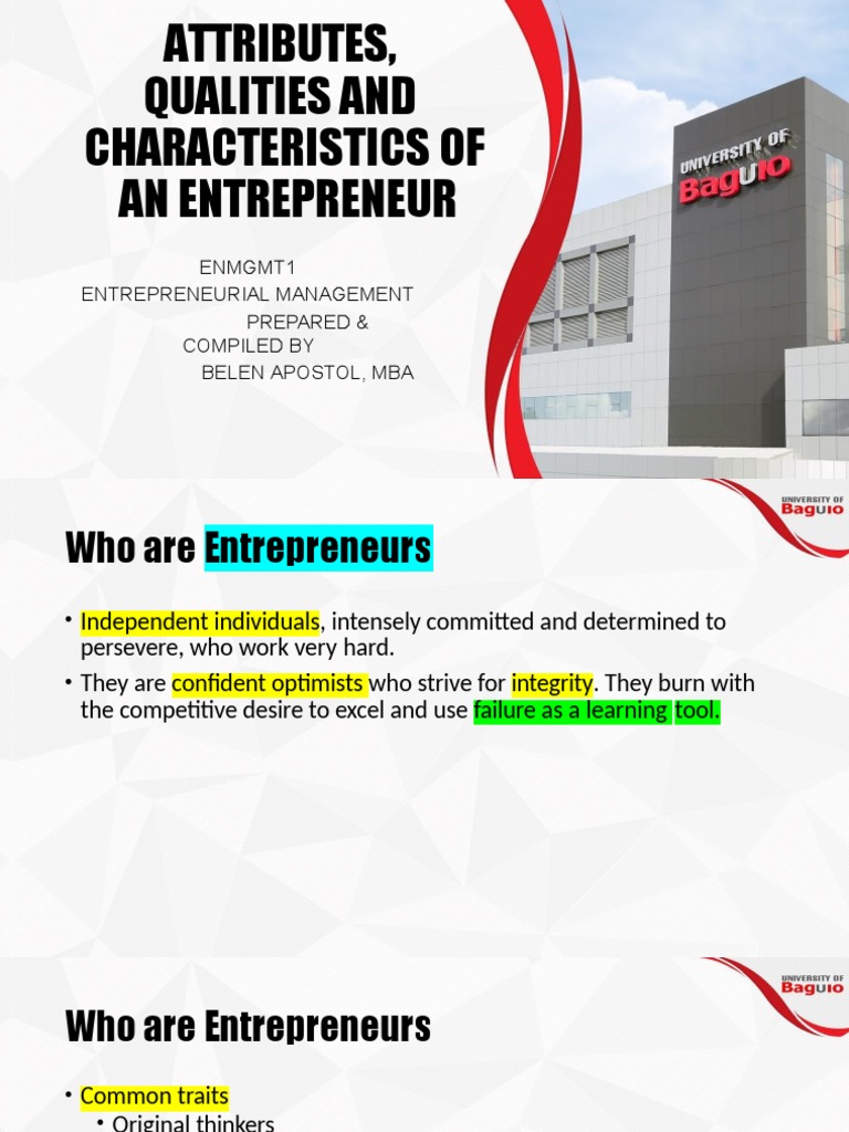 Chapter 4 Chapter 4 Attributes, Qualities and Characteristics of An ...