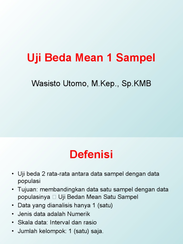 Uji Beda Mean Satu Sampel | PDF