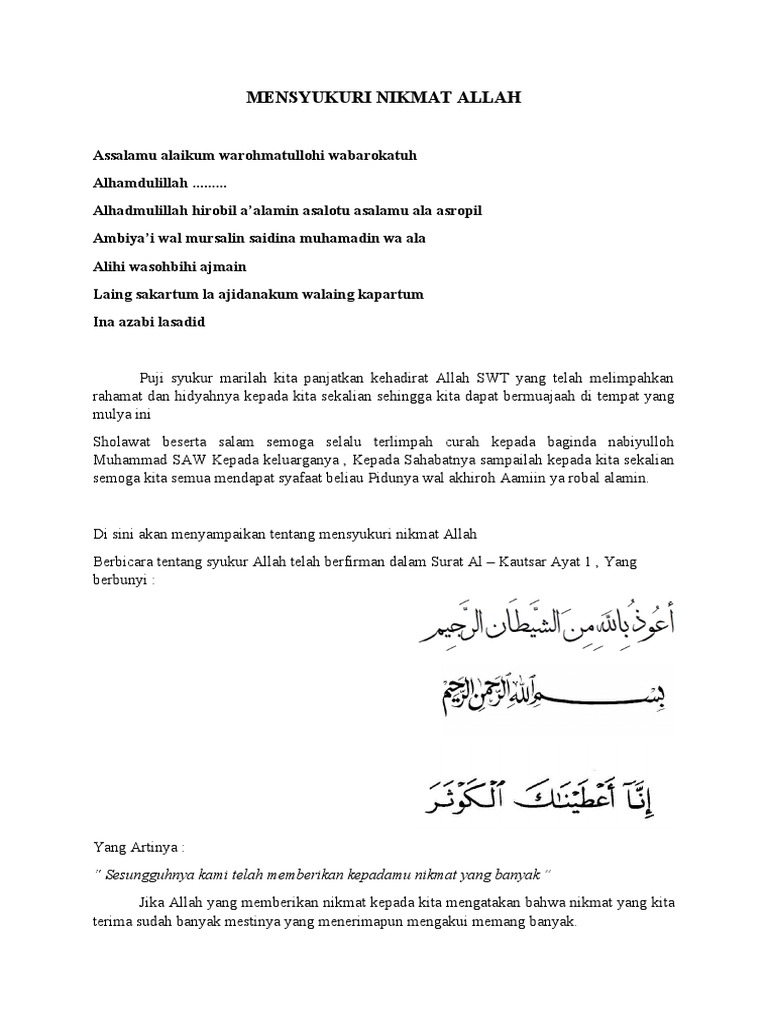 Mensyukuri Nikmat Allah Pidato | PDF