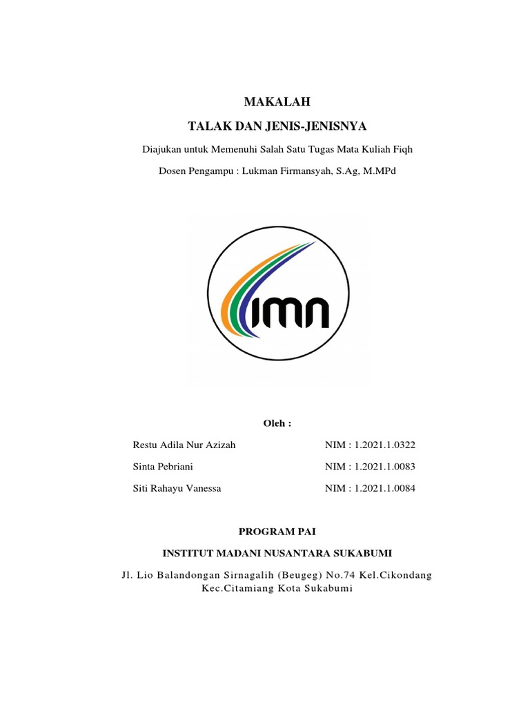 Talak: Definisi dan Jenis-Jenisnya | PDF