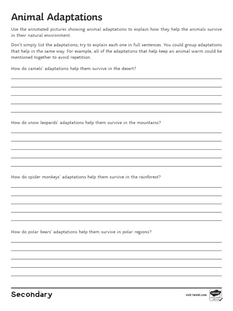 Animal Adaptations To Extreme Environments Higher Ability Activity ...