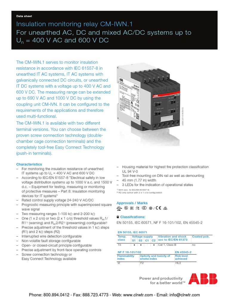 Insulation Monitoring Relay CM-IWN.1 | PDF | Relay | Alternating Current