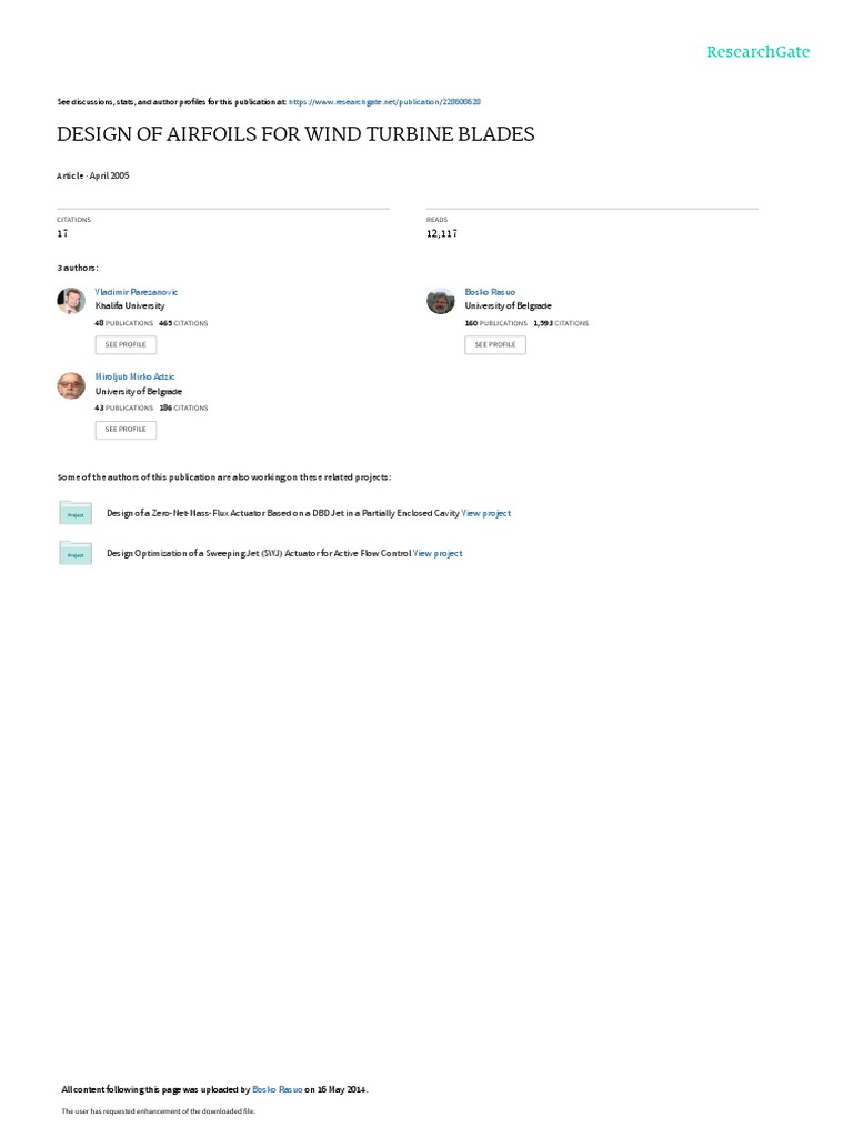 Design of Airfoils For Wind Turbine Blades | PDF | Airfoil | Lift (Force)