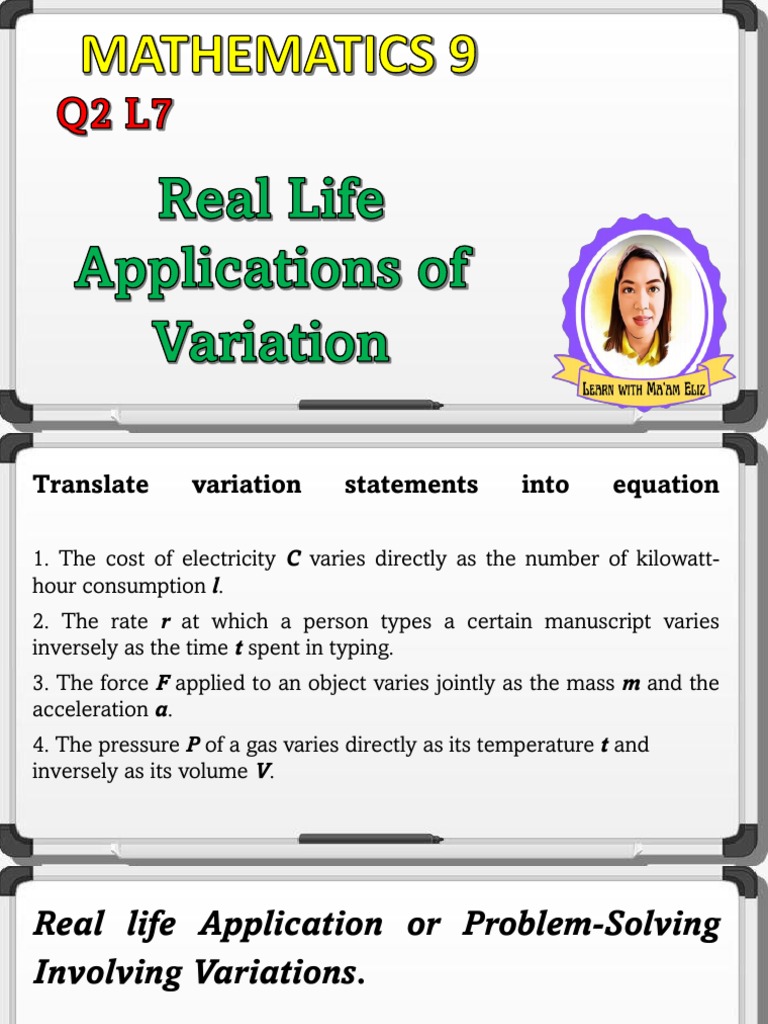 Q2 L7-Real Life Applications of Variations | PDF | Length | Electrical ...