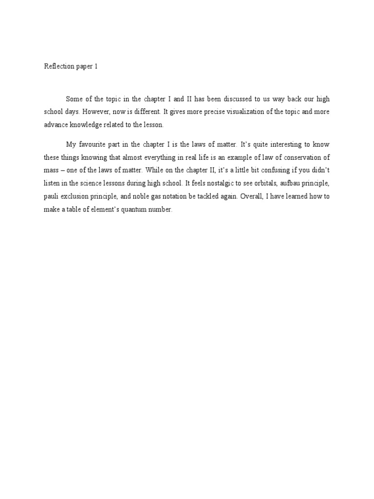 Reflection Paper 1 Chem B Lec | PDF | Philosophy