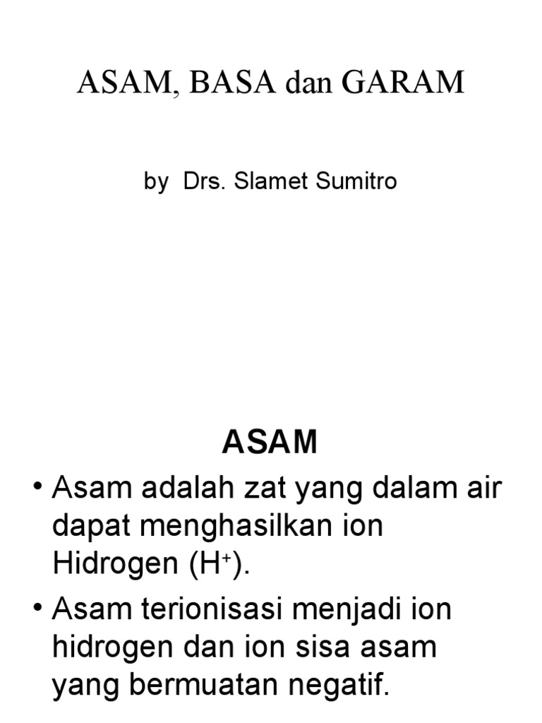 Asam, Basa, dan Garam: Definisi & Contoh | PDF