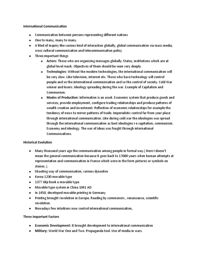 Lesson#1 International Communication | PDF | Communication | Capitalism