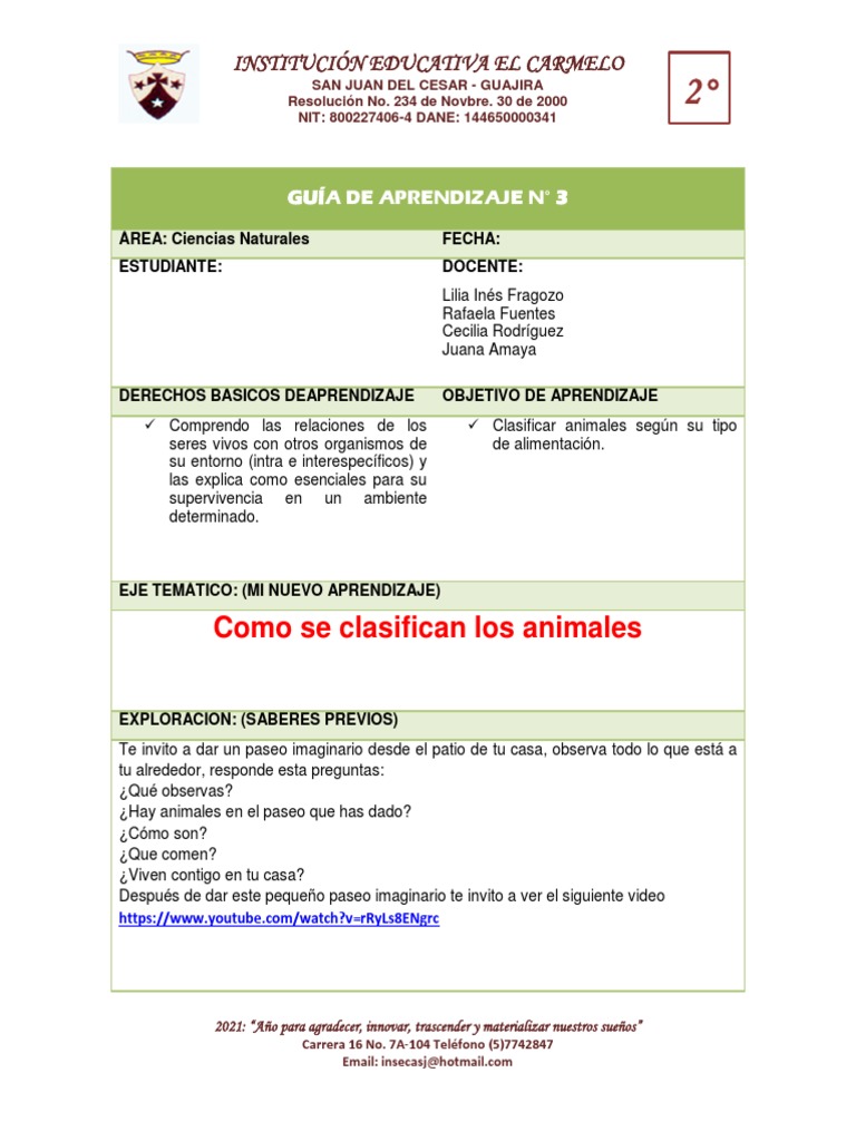 Guía de Aprendizaje de Naturales # 3 | PDF | Relaciones personales ...