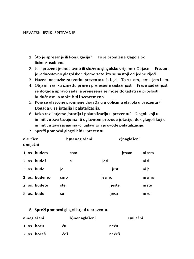 Hrvatski Jezik - Pitanja I Odgovori | PDF