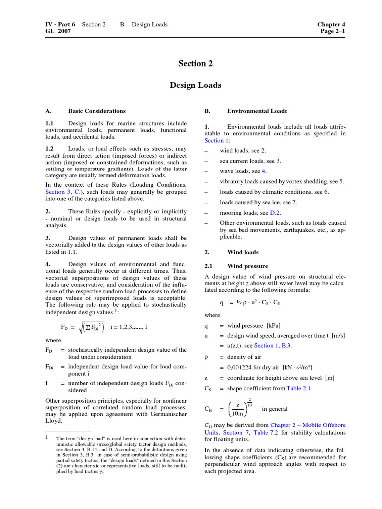 Marine Structure Design Loads Overview | PDF | Force | Waves