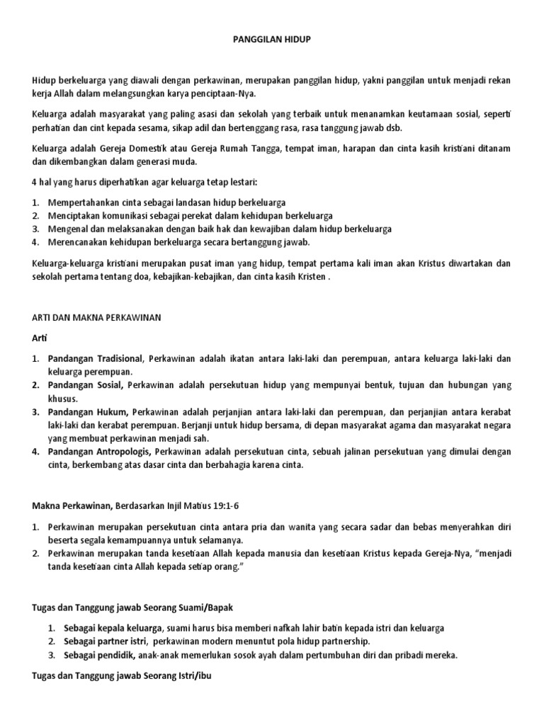 Panggilan Hidup | PDF