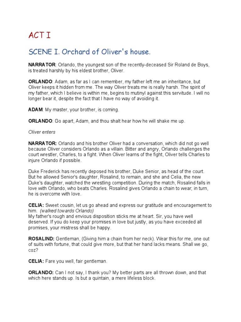 As You Like It Script | PDF