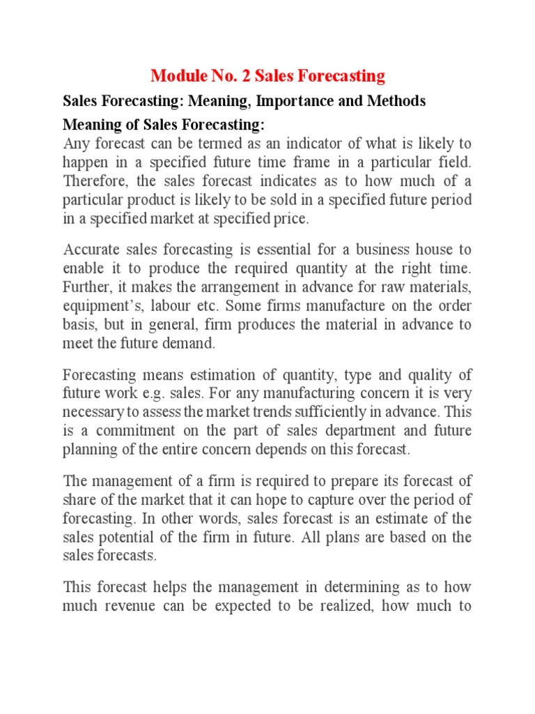Unit No. 2 Sales Forcasting | PDF | Sales | Forecasting