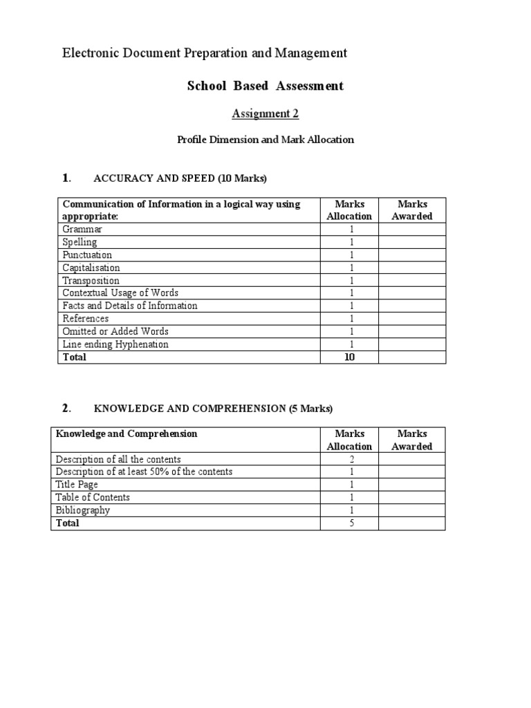 EDPM Mark Scheme Assignment 2 | PDF | Page Layout | Typography