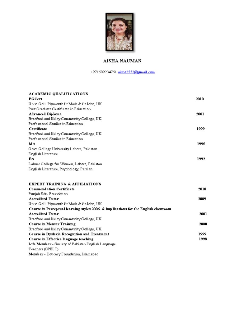 CV Aisha Nauman Sep22 | PDF