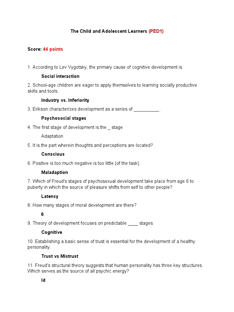 The Child and Adolescent Learners (Midterm Reviewer) | PDF | Id ...