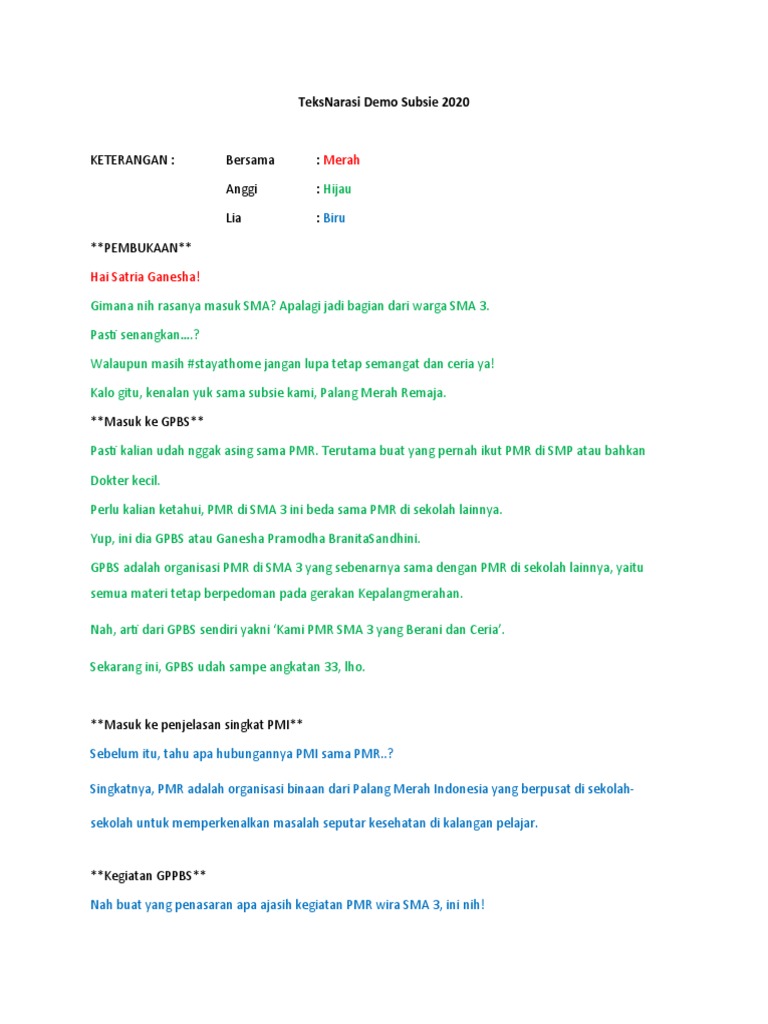 Teks Narasi Demo Subsie 2020 #6 Fix Selesai | PDF