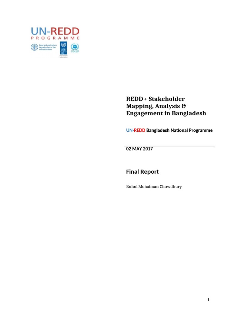 REDD+ Stakeholder Mapping, Analysis & Engagement in Bangladesh | PDF