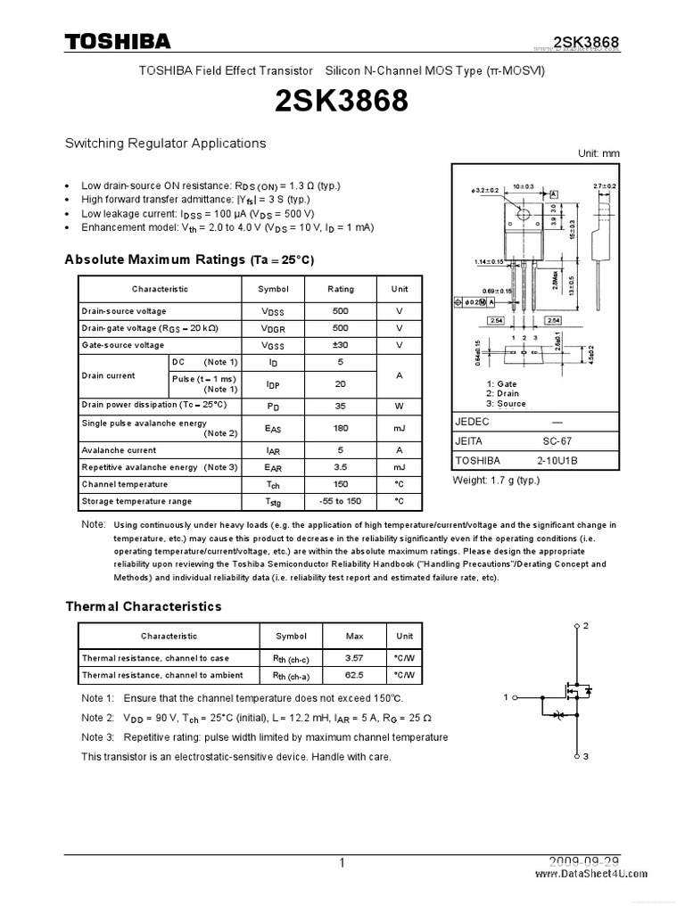 K3868 ToshibaSemiconductor | PDF | Reliability Engineering | Field ...
