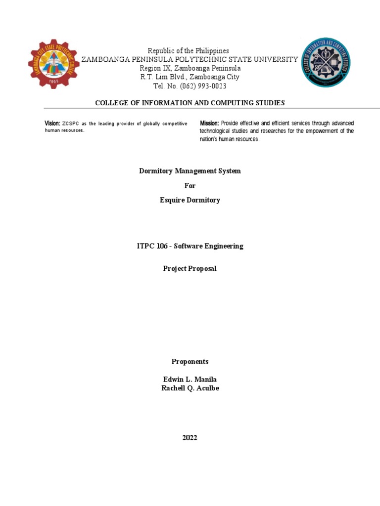 Esquire Dormitory Management System Proposal | PDF | Computing | Business