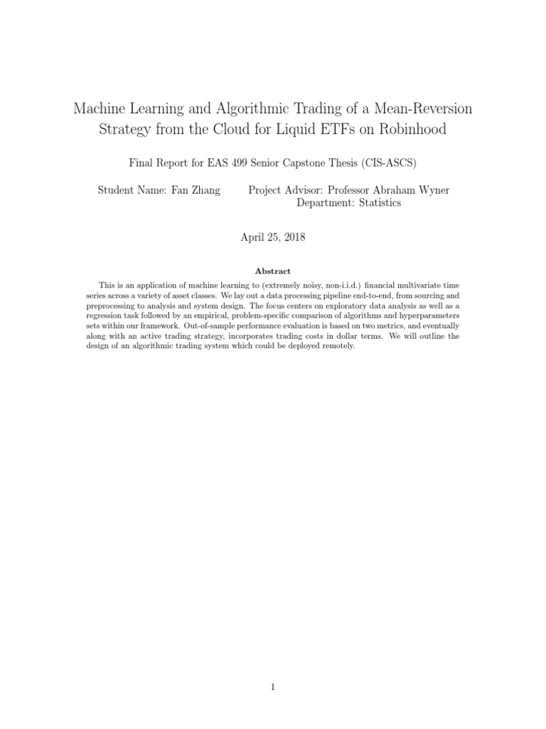Thesis Fan Zhang | PDF | Efficient Market Hypothesis | Derivative (Finance)