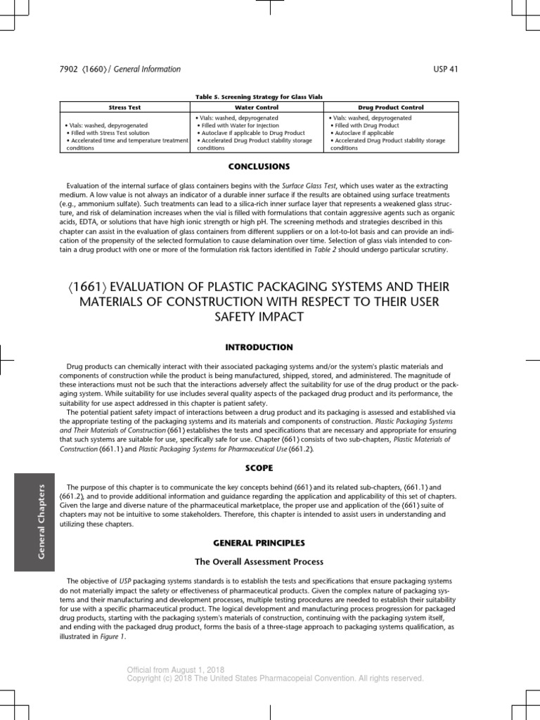 Usp 1661 - Evaluation of Plastic Packaging Systems and Their Materials ...