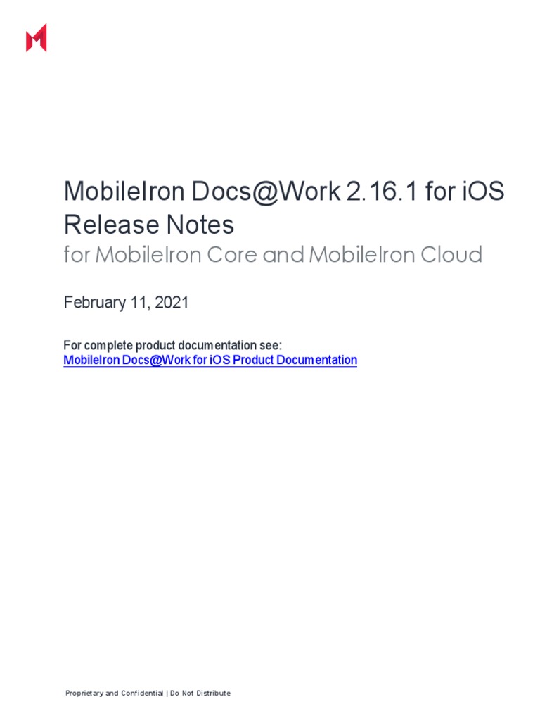 Docs@Work 2.16.1 For iOS Release Notes | PDF | Share Point | Ios