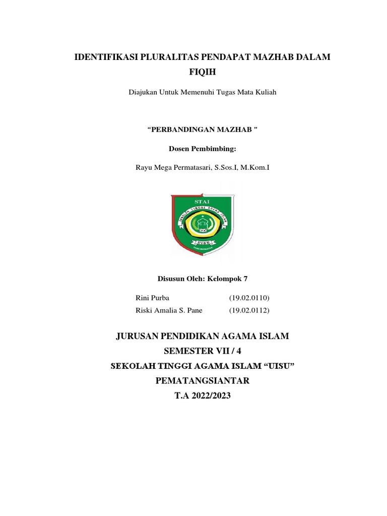 KELOMPK 7 - Identifikasi Pluralitas Pendapat Mazhab | PDF