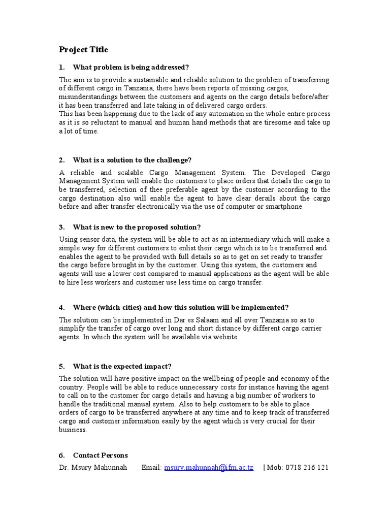 Project Idea - Makisatu 2022 | PDF | Cargo | Computing