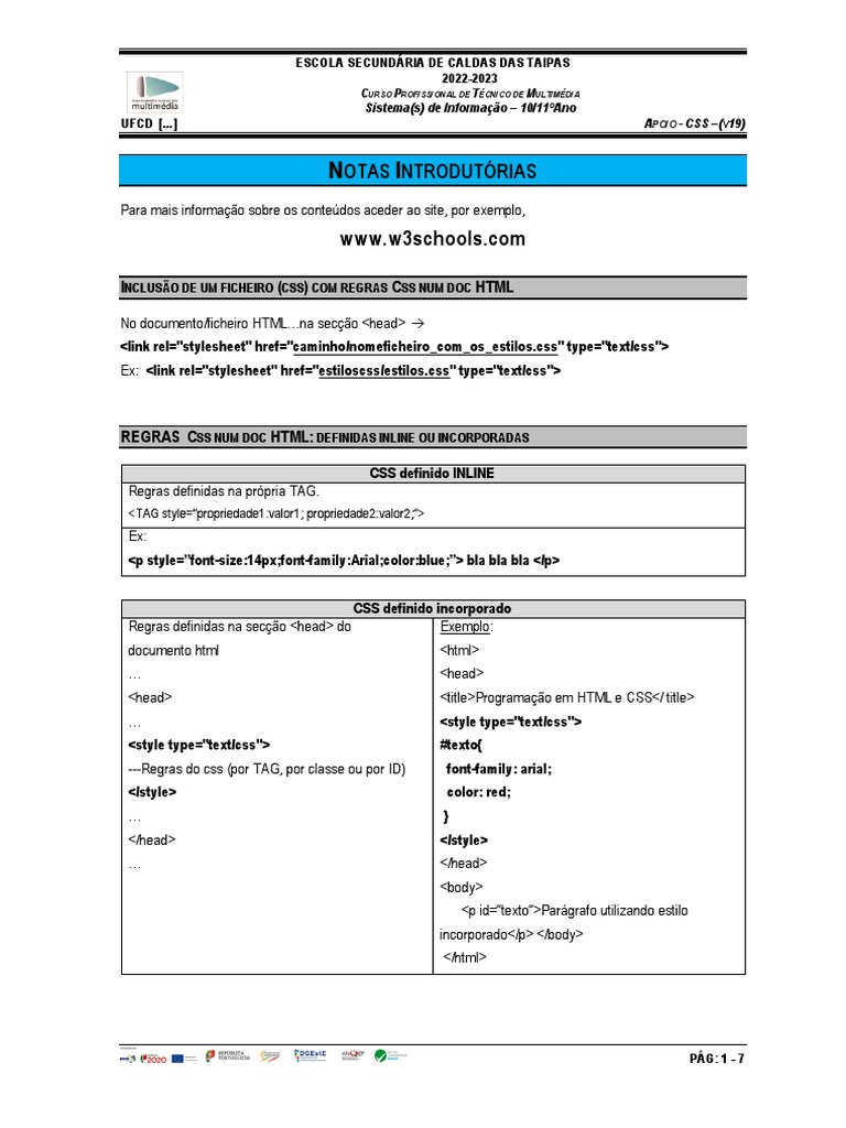 CSS Apoio v19 | PDF | Html | Modelo de cores RGB